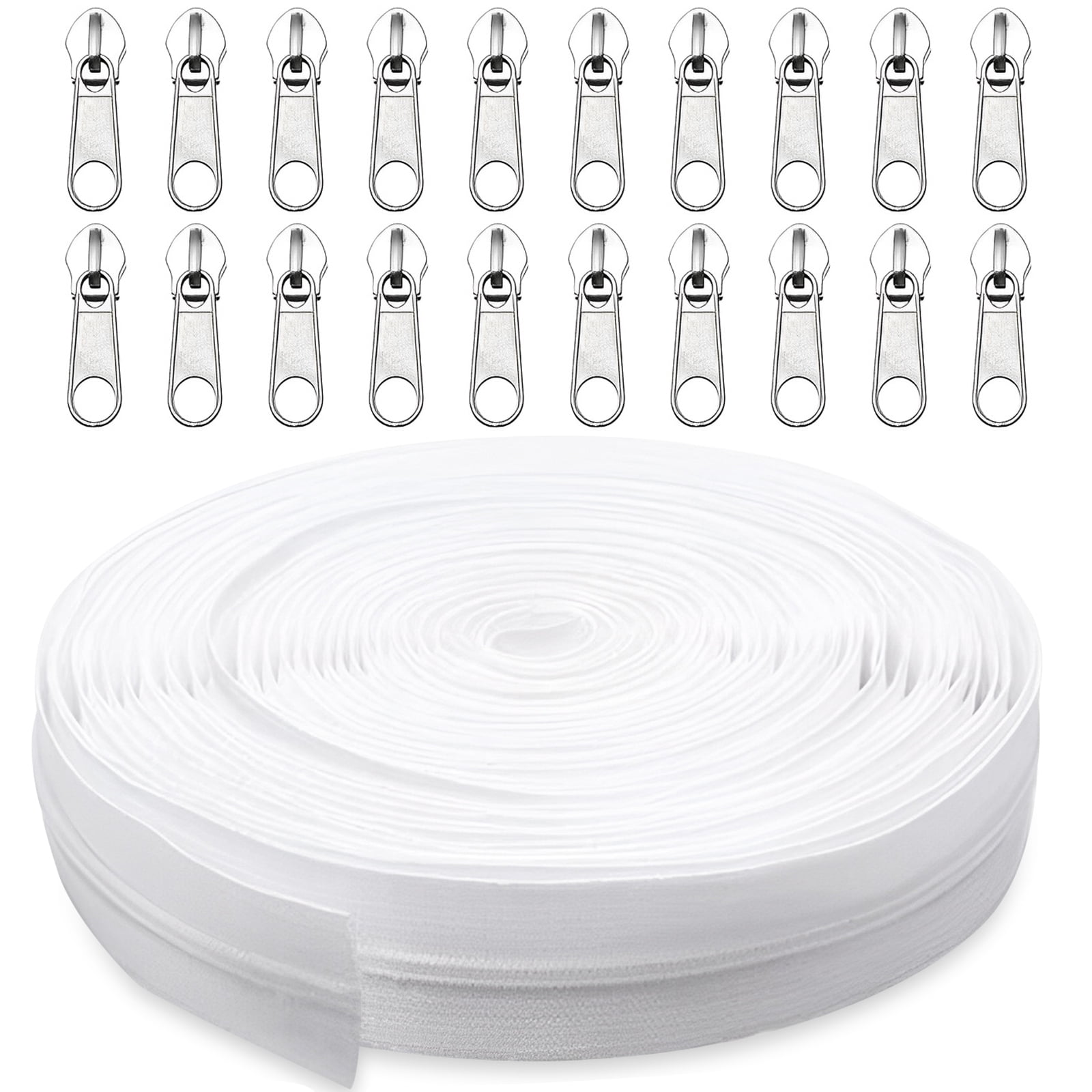 10Yards #3 Nylon Coil Zippers with 20 Matching Zipper Sliders ...