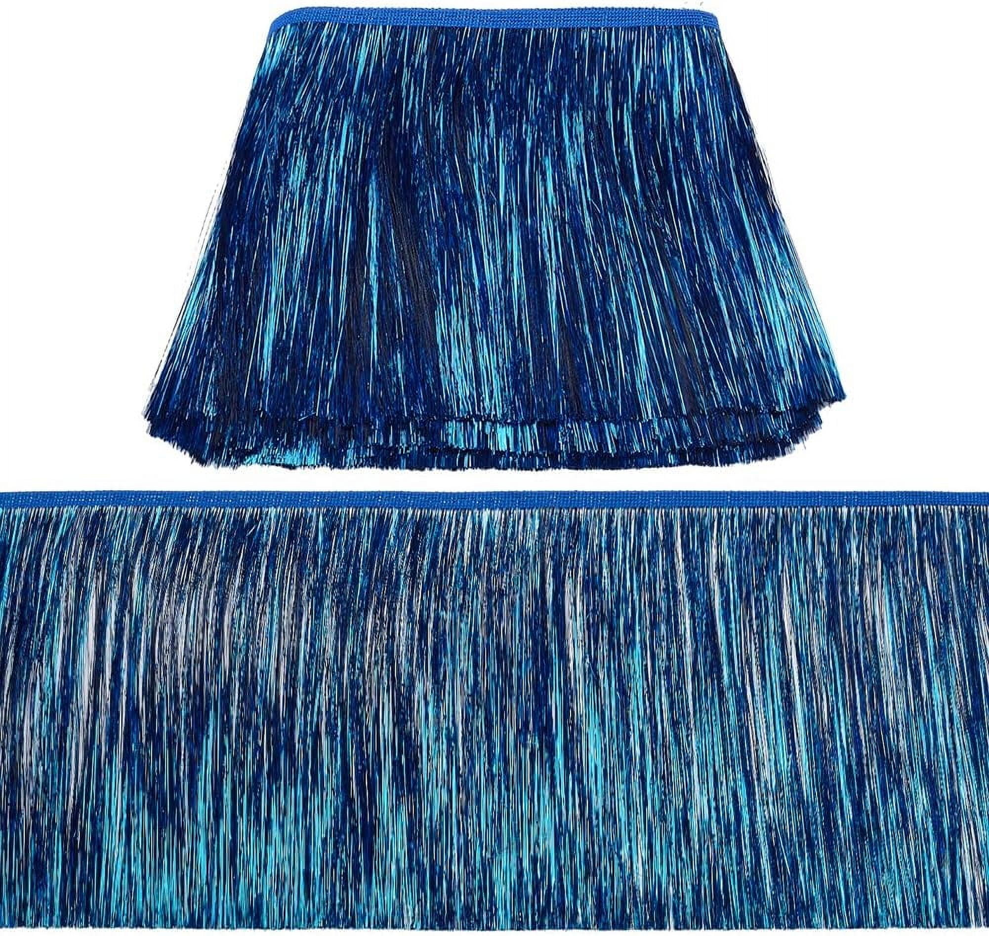 10Yards × 8Inch Blue Wide Metallic Fringe Trim Shiny Tinsel Fringe ...