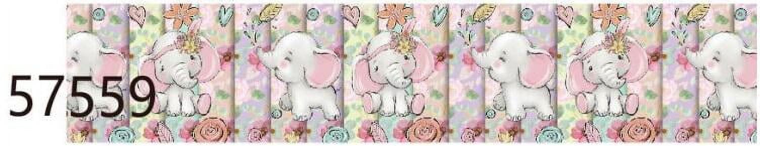 10Yards Animal Ribbons Printed Baby Elephant with Flower Grosgrain ...