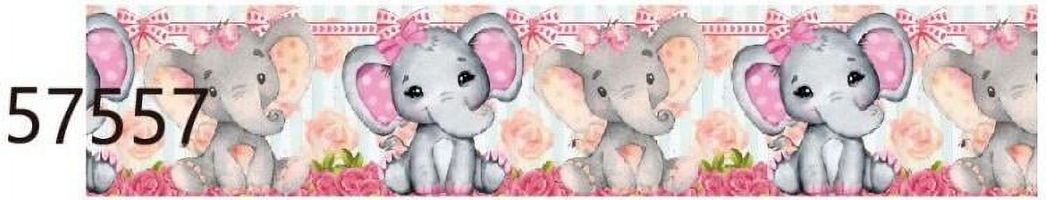 10Yards Animal Ribbons Printed Baby Elephant with Flower Grosgrain ...