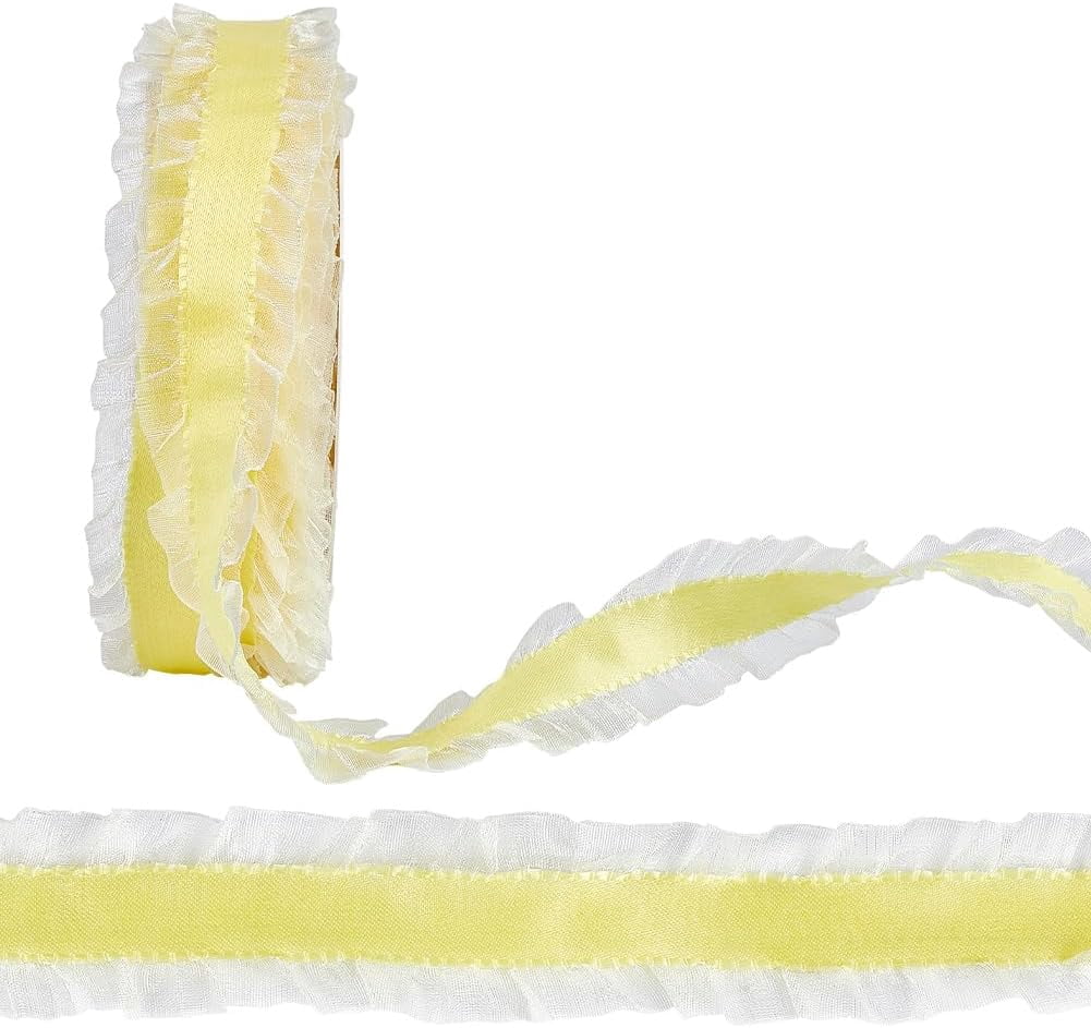 10Yards Double Face Ruffle Organza Edge Ribbon 1 Inch Wide Yellow ...