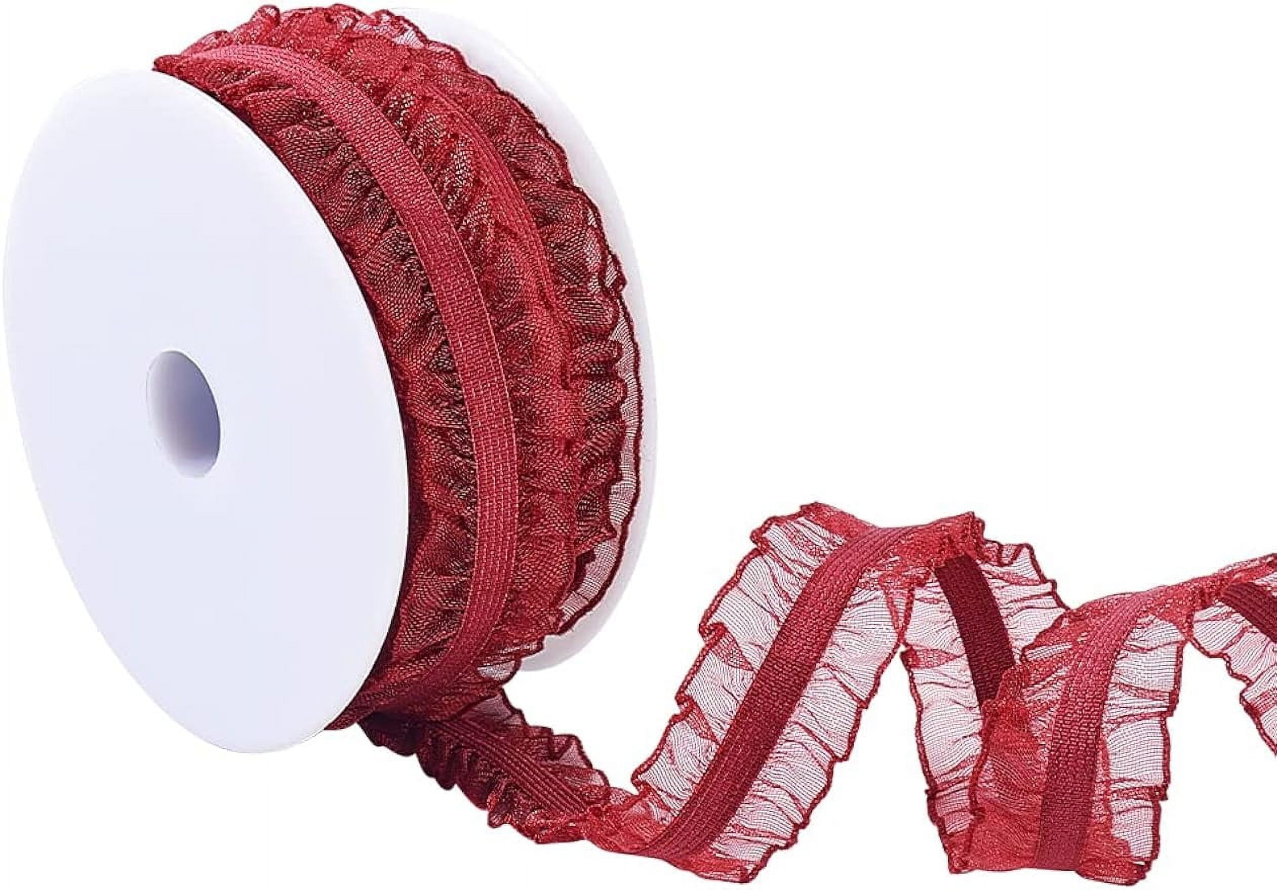 10Yards Double Ruffle Lace Trim FireBrick 3/4 inch Wide Ruffle Stretch ...