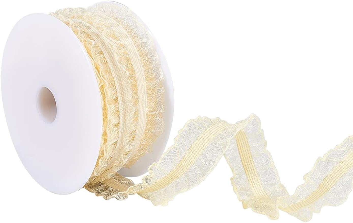 10Yards Double Ruffle Lace Trim Lemon Chiffon 3/4 inch Wide Ruffle ...