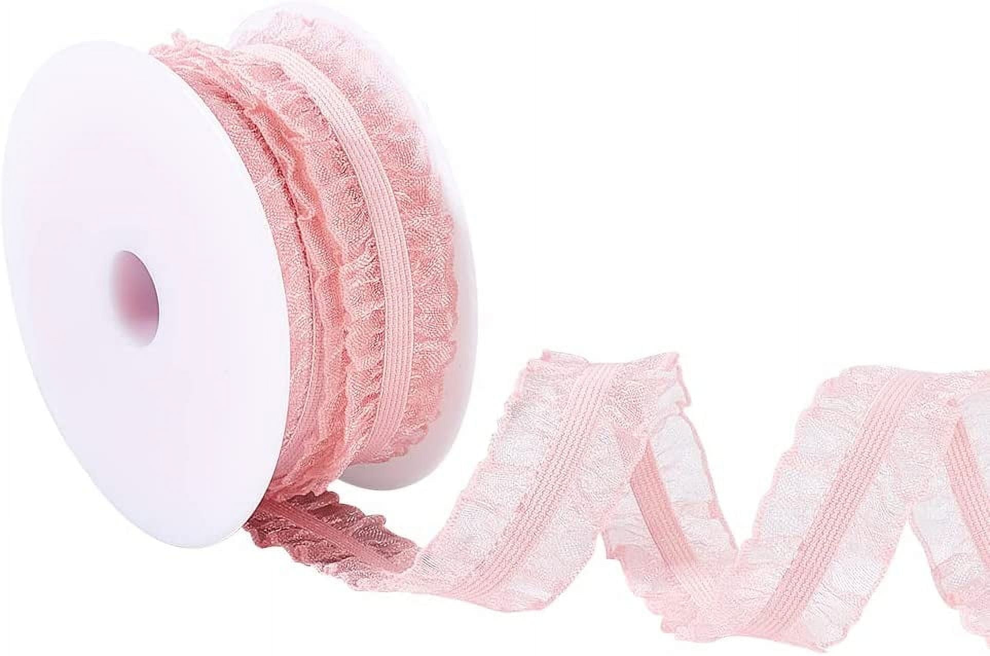 10Yards Double Ruffle Lace Trim Pink 3 4 inch Wide Ruffle Stretch ...