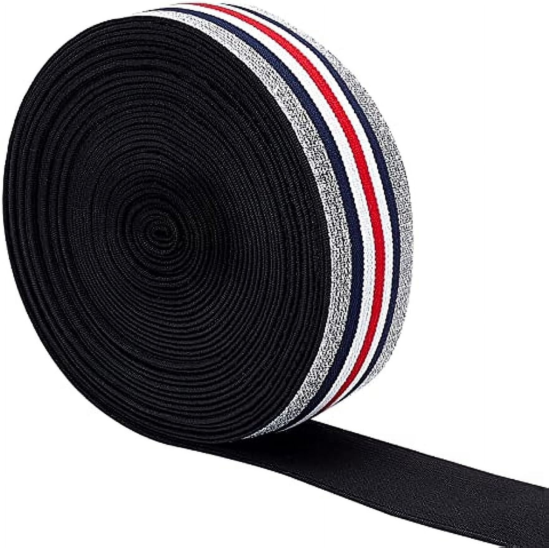 10Yards Elastic Fibre Ribbon Colorful Stripe Pattern Wire Double Face ...