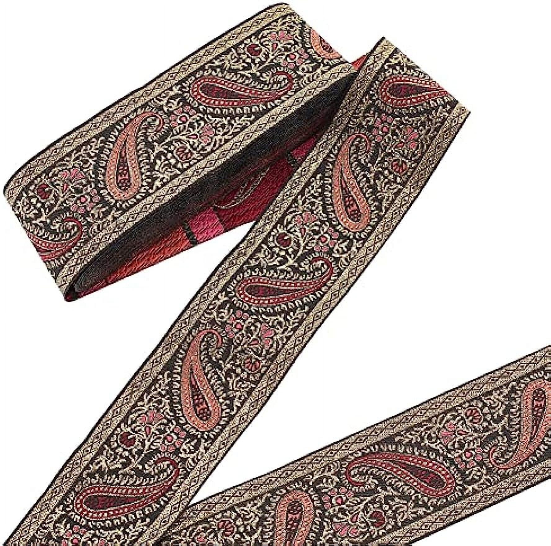 10Yards Jacquard Ribbon Trim 2 Inch Wide Hot Pink Boho Woven Trim ...