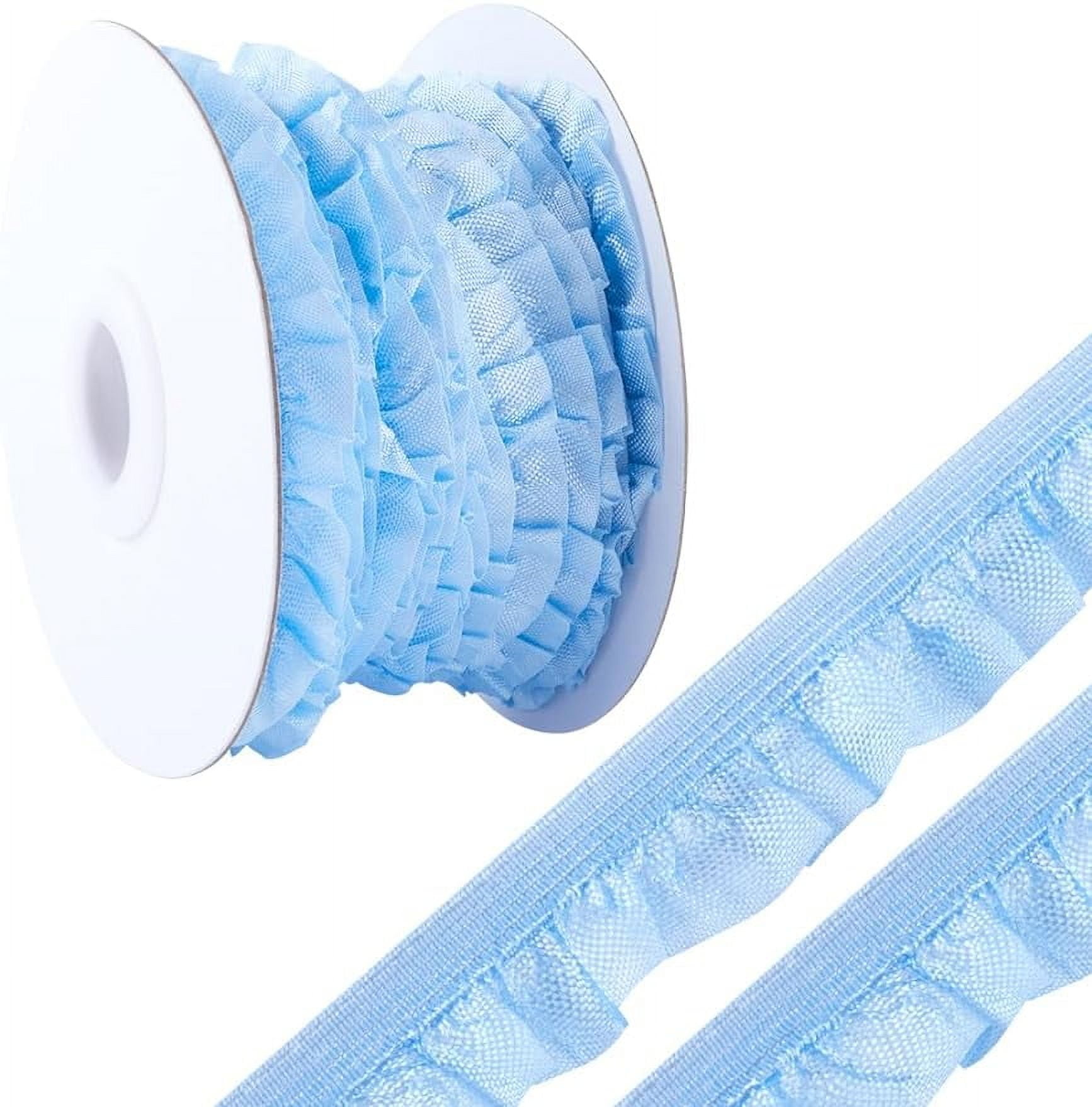 10Yards Ruffled Elastic Trim Sky Blue Tulle Trim Fabric Stretch Ruffle ...
