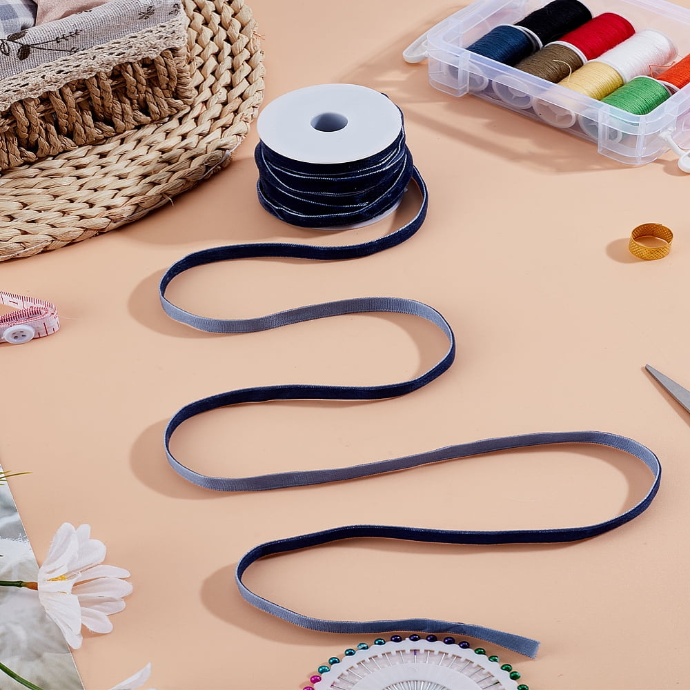 10Yards Single Face Velvet Ribbon with 1pc Plastic Empty Spools Marine ...