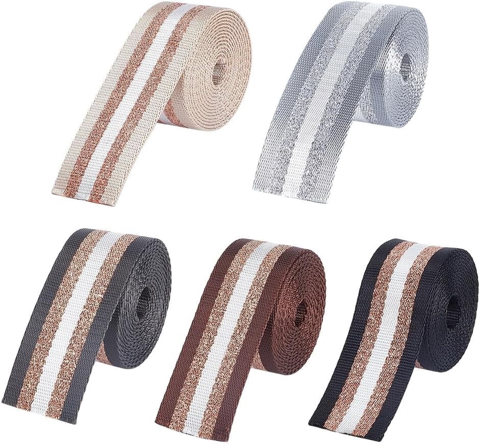 10Yards Striped Ribbon 5 Colors 1.5'' Wide Flat Filigree Striped ...