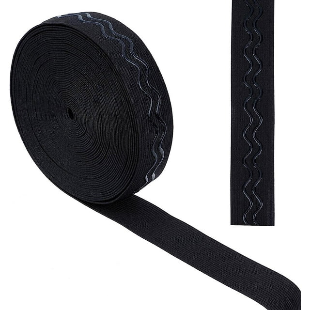 10Yds Black Non-Slip Silicone Elastic Gripper Band Wave Tape Webbing ...