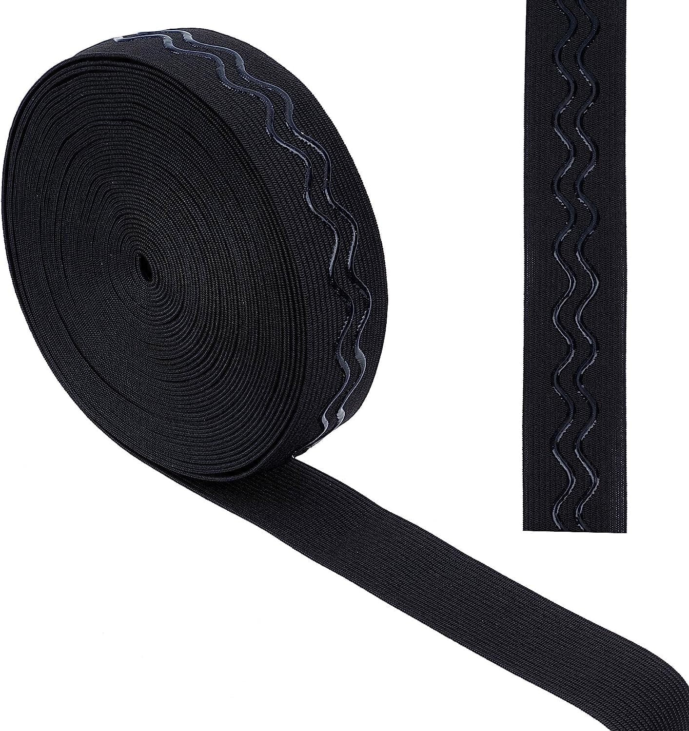 10Yds Black Non-Slip Silicone Elastic Gripper Band Wave Tape Webbing ...