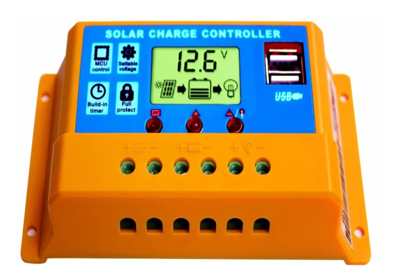 10a 20a 30a PWM Solar Charge Controller 12V 24V Dual USB 5V/2A Solar Panel Battery Regulator ...