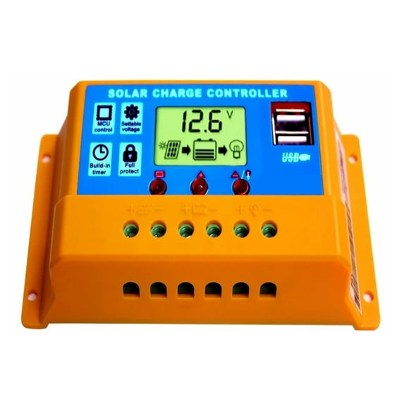 10a 20a 30a PWM Solar Charge Controller 12V 24V Dual USB 5V/2A Solar Panel Battery Regulator ...
