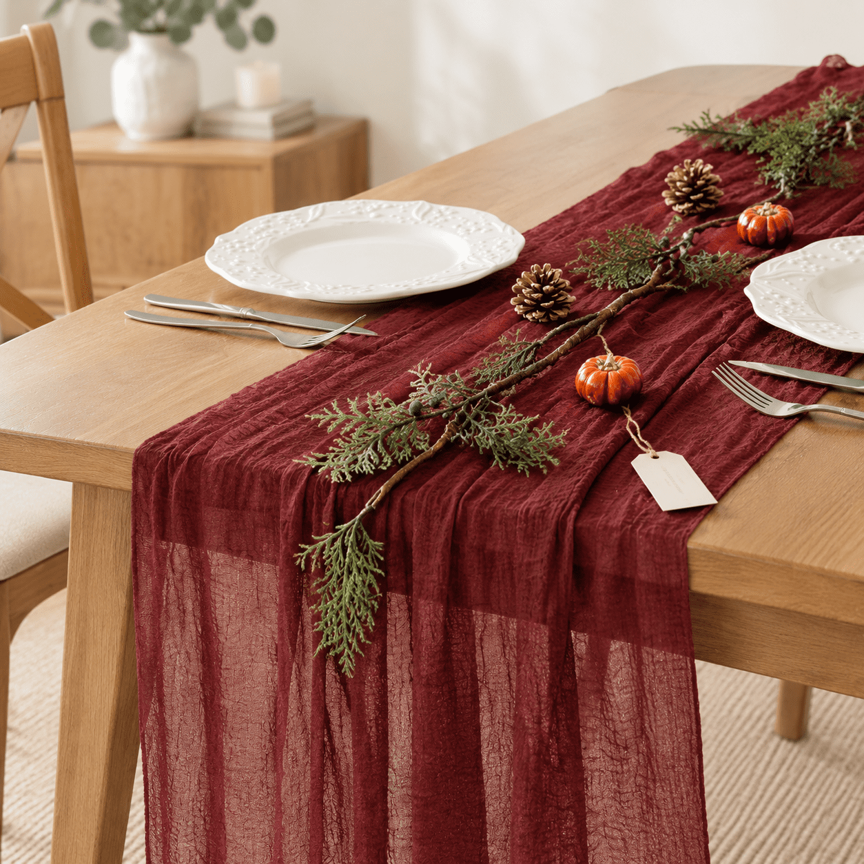 10burgundy Cheesecloth Table Runner 120 Inches Formas Home Decor ...