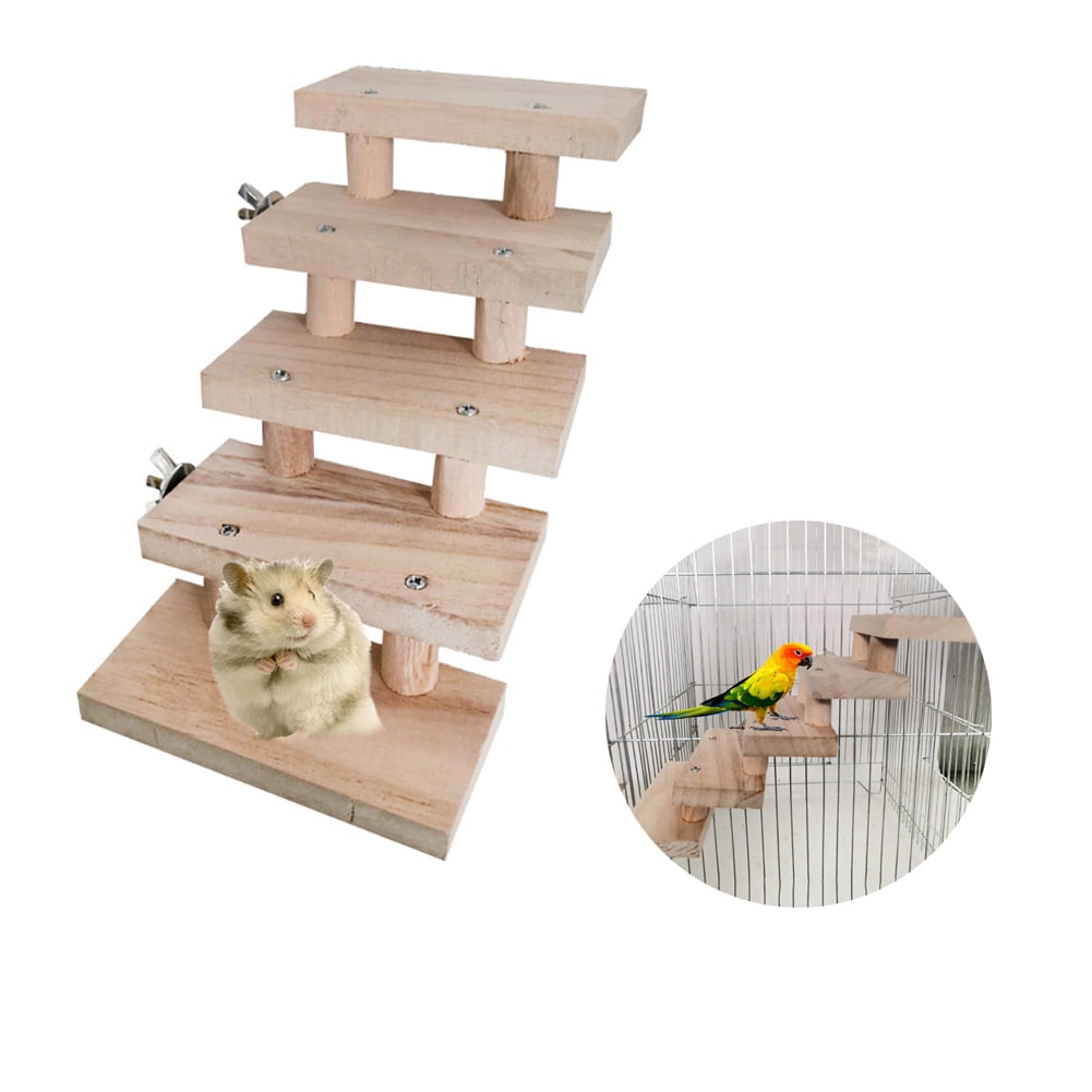 10cm Hamster Parrot Natural Wooden Ladder Toys 3/4/5/6/7/8 Layers ...