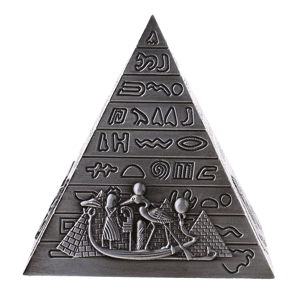 10cm Metal 3D Model Pyramids Statue Souvenir Gift Home Office Desk Gray ...
