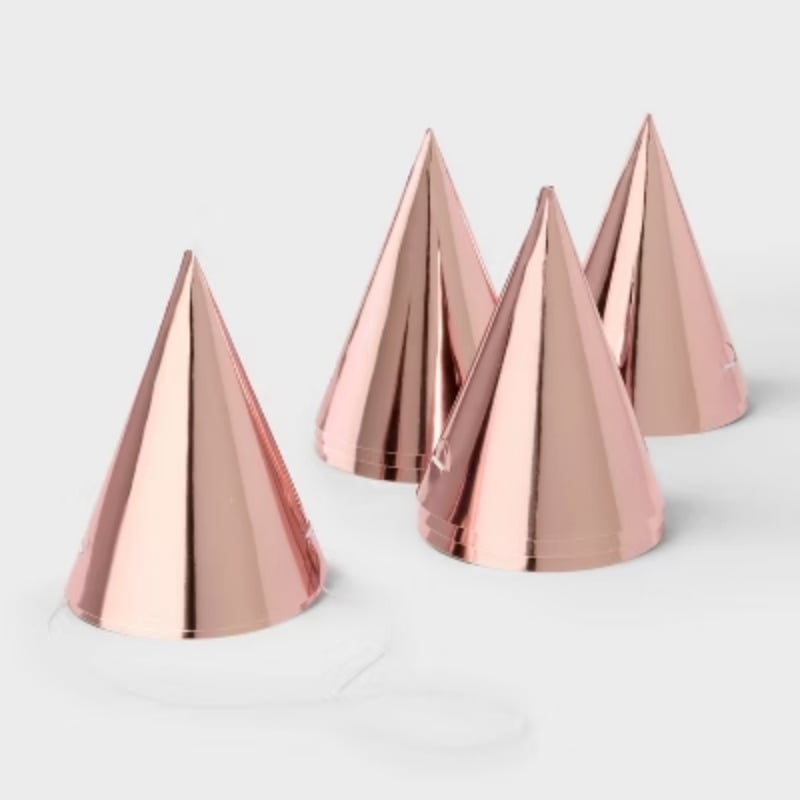 10ct 5" Metallic Foil Party Hats Rose Gold - Spritz - Walmart.com