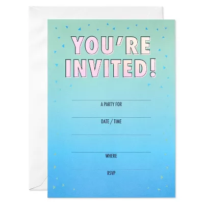 10ct 'You're Invited' Invitation Cards Blue: American Greetings Party ...