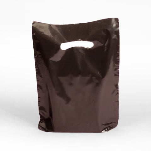 Brown Plastic Bags with Diecut Handles 12" X 15" | Quantity: 1000 ...