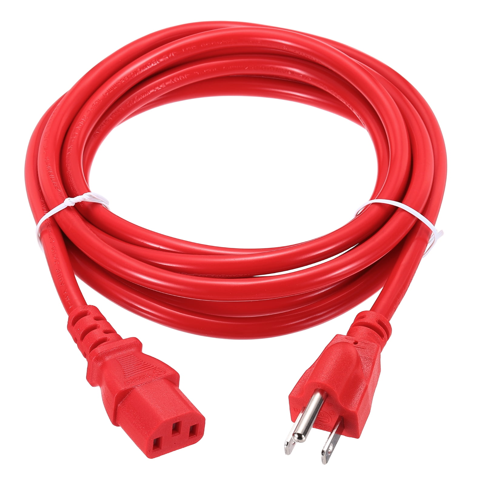 Uxcell 10ft 18 AWG Red 18/3 Universal Power Cord C13 to NEMA 5-15P 10A ...