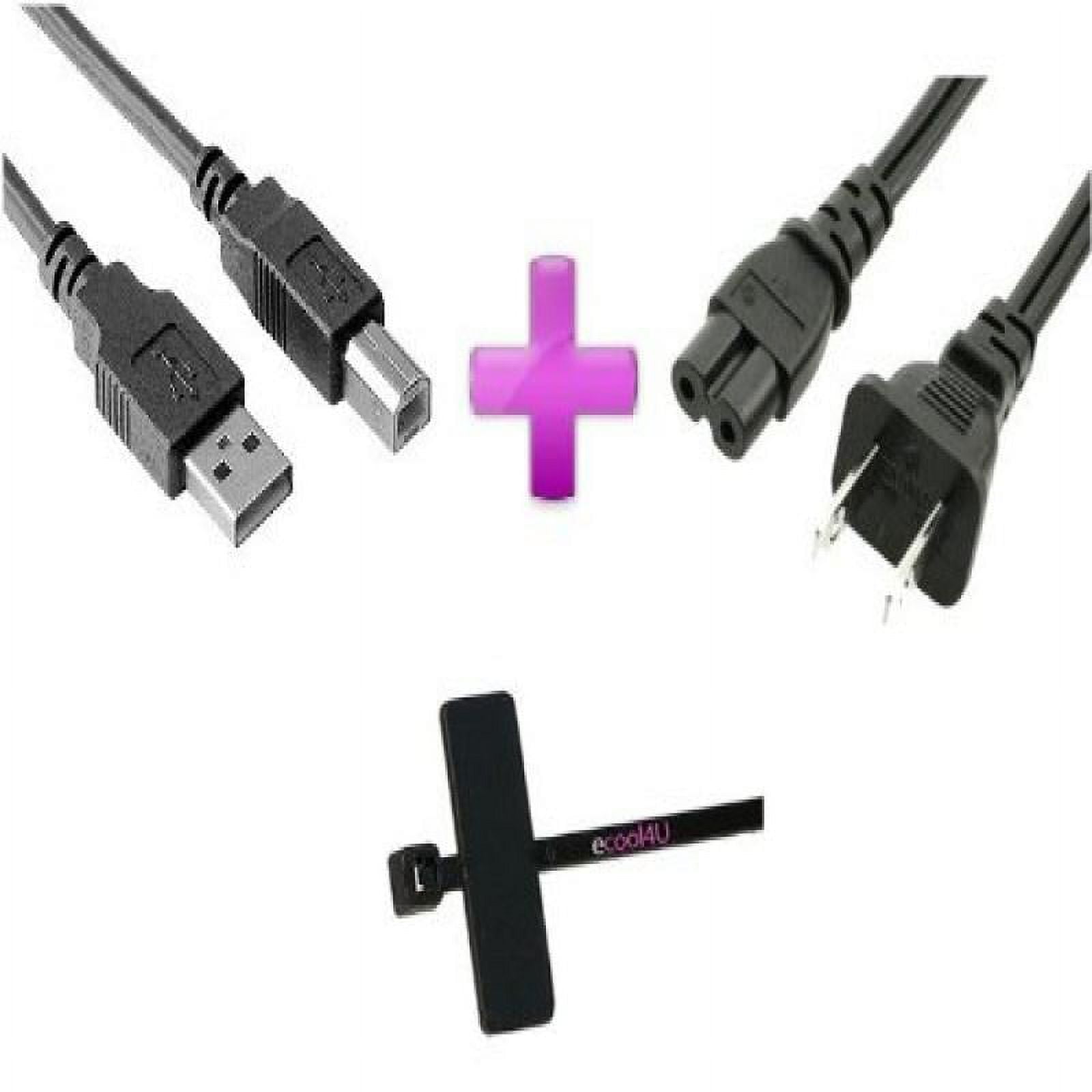 10ft 2.0 A to B/Male to Female USB Cord + 10ft 2-Prong Figure-8 AC ...