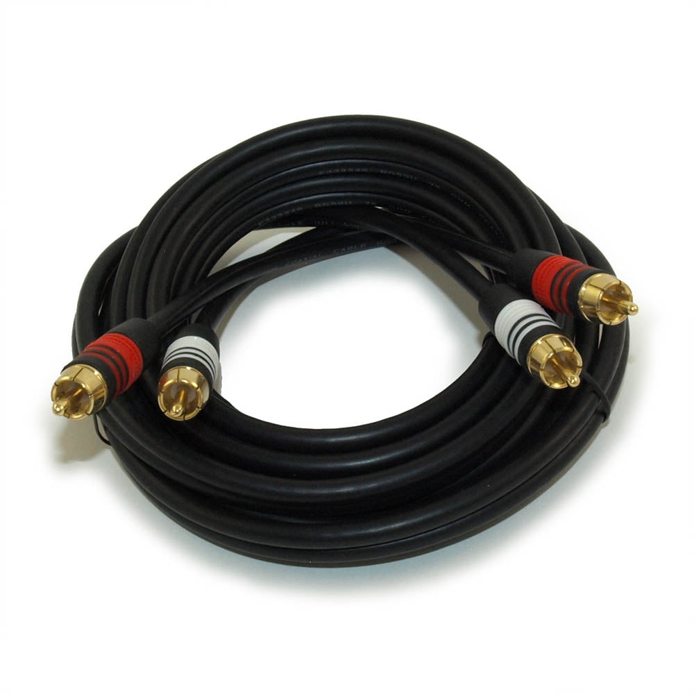 10ft 2 Wire RCA Premium Component Audio Cables, 24K Gold Plated, Black ...