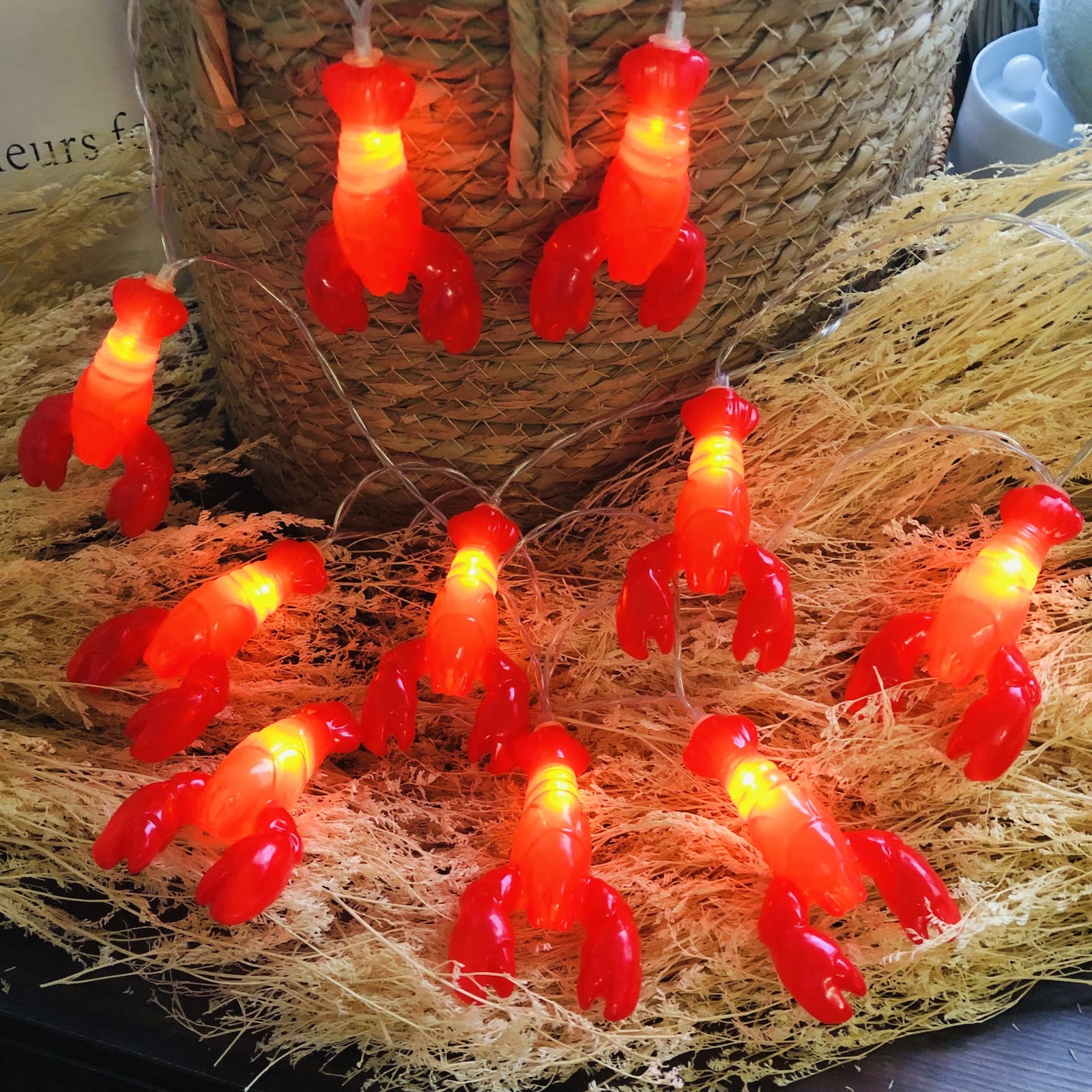 10ft 20 LEDs Lobster String Lights Battery Operated Red Lobster ...