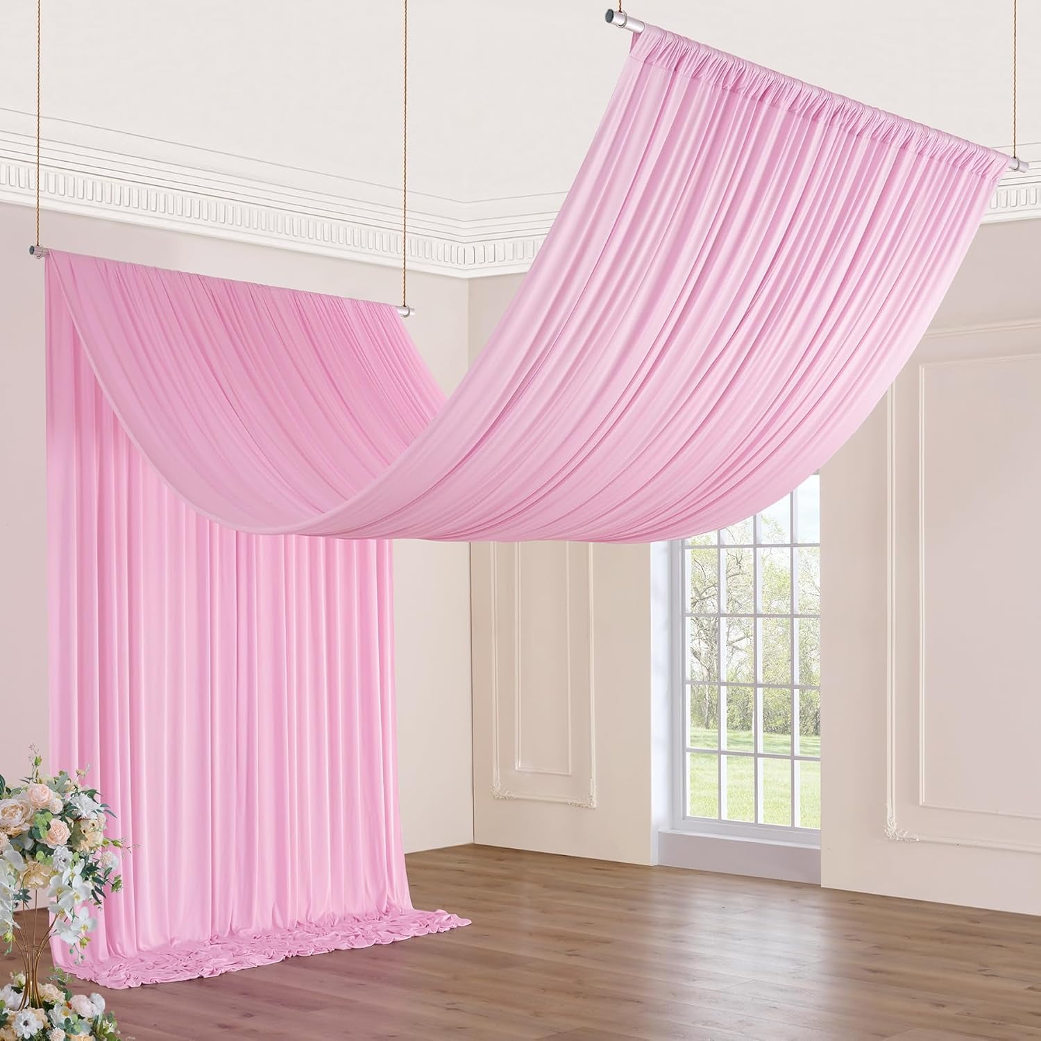 10ft×20ft Baby Pink Ceiling Drapes for Weddings Parties,2 Panels 5×20ft ...