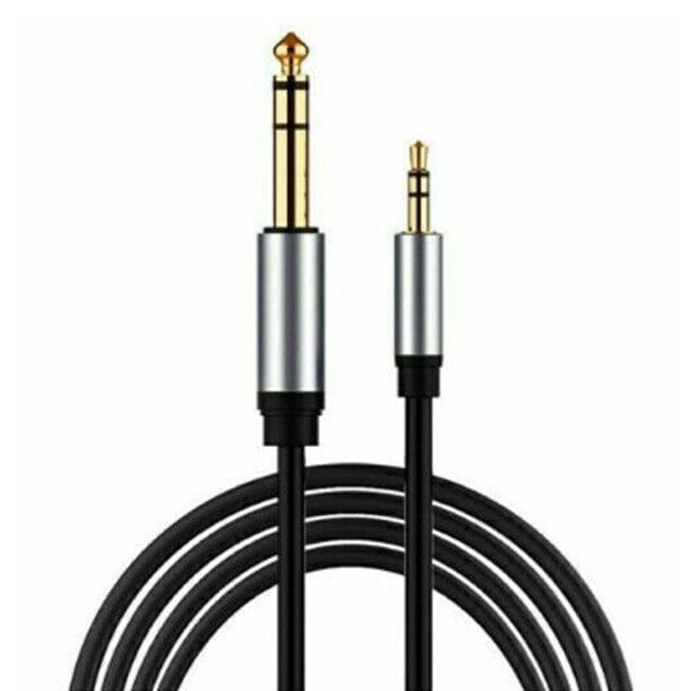 10ft 3.5mm 1/8" Male to 6.35mm 1/4" Male TRS Stereo Audio Convert Cable - Walmart.com