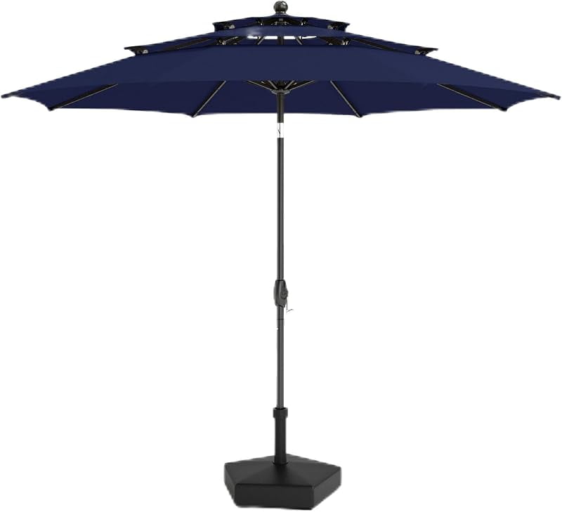 10ft 3 Tier Auto-tilt Patio Umbrella, Outdoor Double Vented Umbrella ...