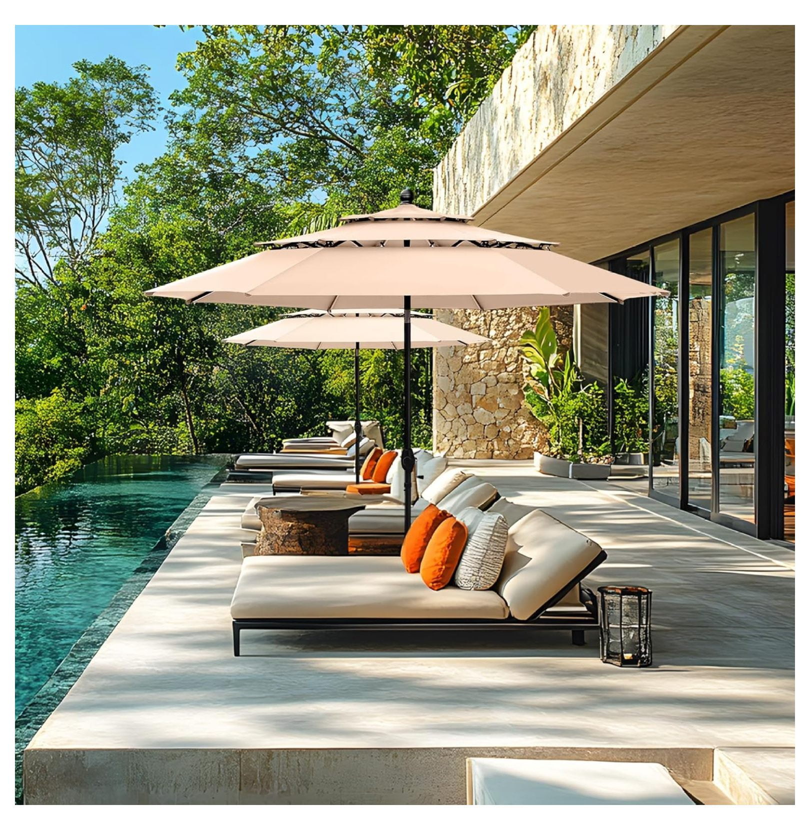 10ft 3 Tier Patio Outdoor Umbrella, Table Sun Shade Umbrellas for ...