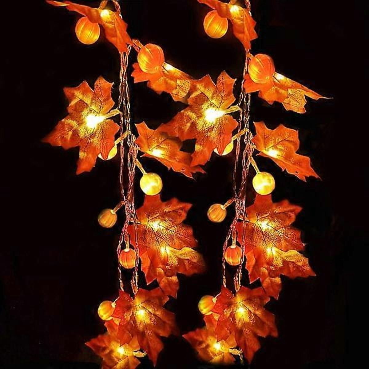 10ft 30 LED pumpkin maple leaf garland string lights. - Walmart.com