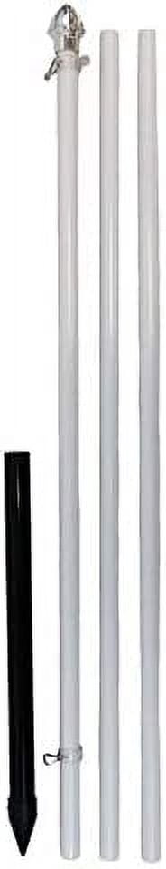 10ft Aluminum (White) Outdoor Pole with Ground Spike Kit (Flag sold ...