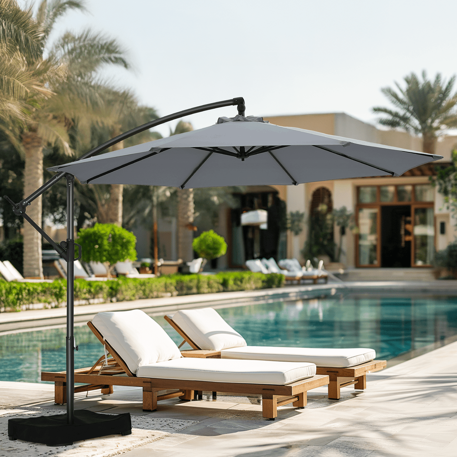 10ft Cantilever Patio Umbrella,360-Degree Rotation Hanging Offset ...