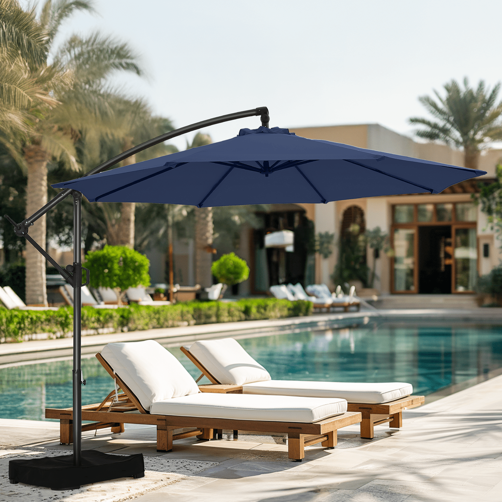 10ft Cantilever Patio Umbrella,360-Degree Rotation Hanging Offset Market Outdoor Sun Shade for ...