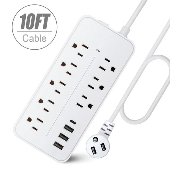 2 Pack Surge Protector Power Strip with 6 Outlets 4 USB Ports 5-Foot ...