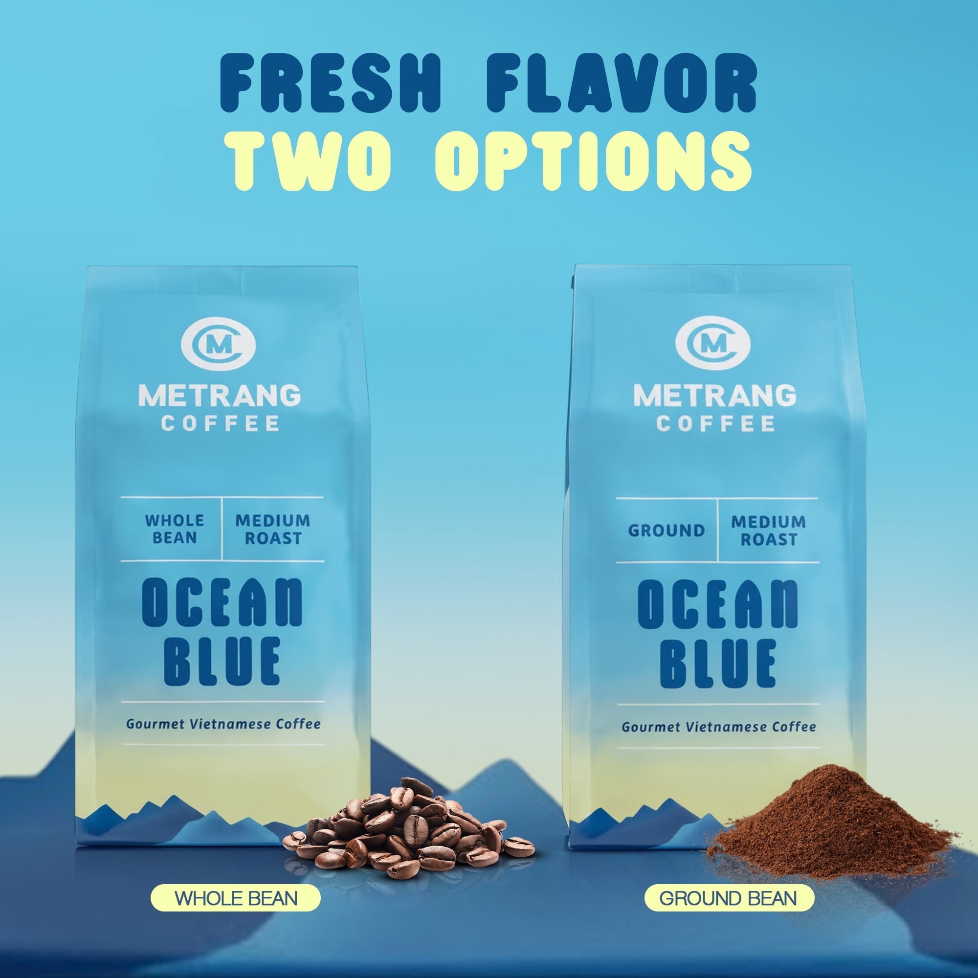 Metrang Coffee Ocean Blue Vietnamese Ground Coffee, Medium Roast ...