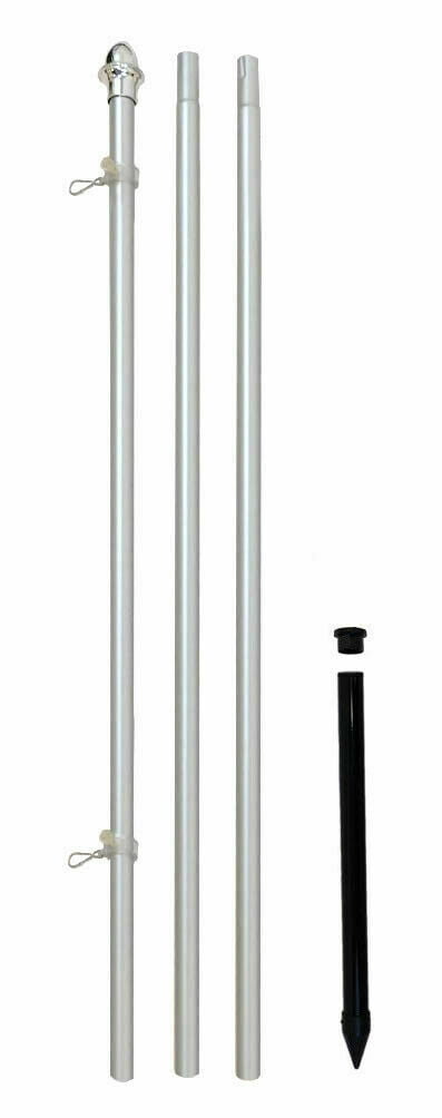 10ft Flag Pole In Ground Pole & Stake Kit Outdoor FlagPole Silver ...