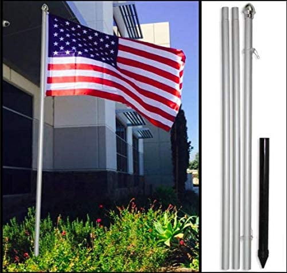 10ft Flag Pole Kit with 3x5 American Flag - Multicolor, Aluminum, Easy ...