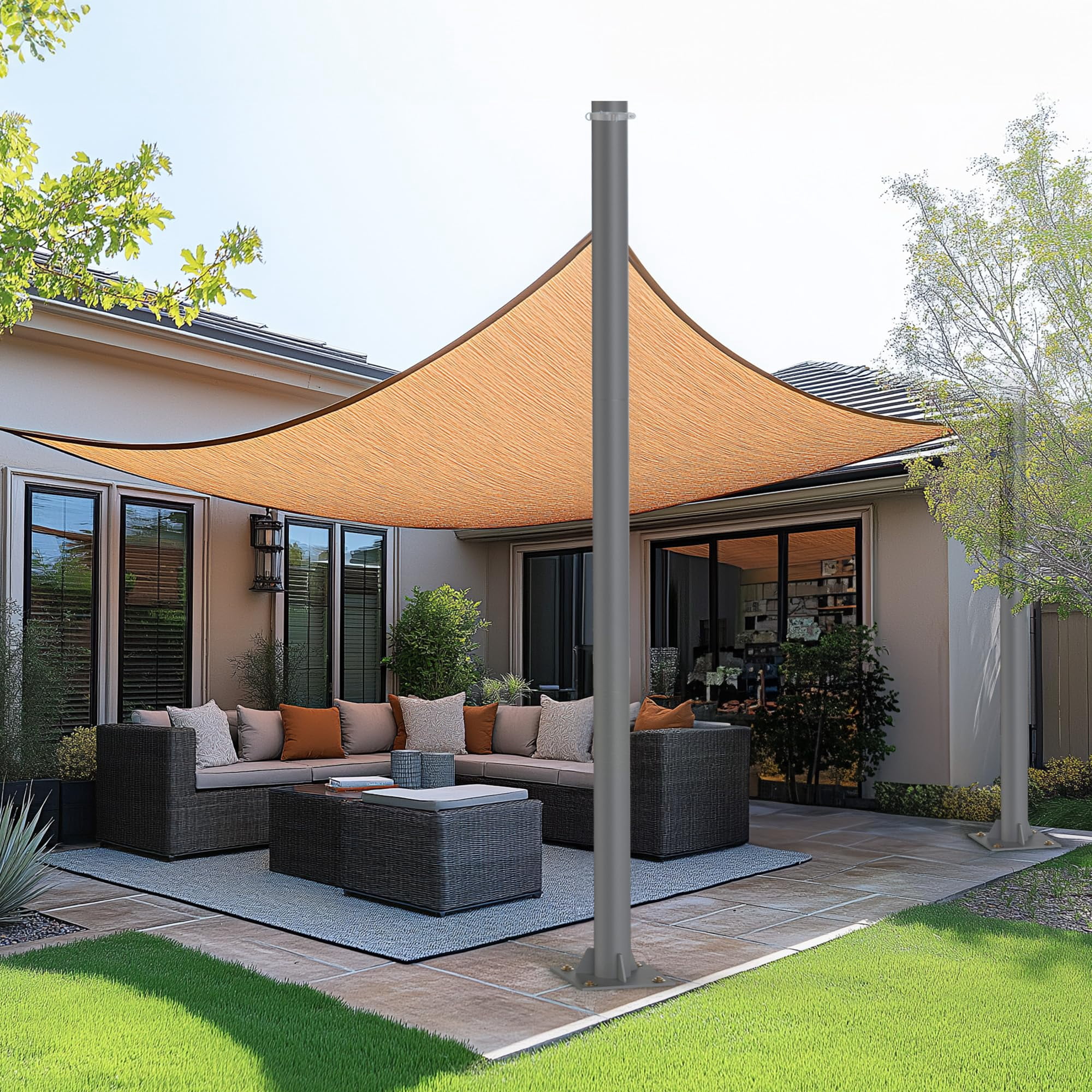 10ft Heavy Duty Shade Sail Pole, 3" Steel Sun Shade Pole for Outdoor ...
