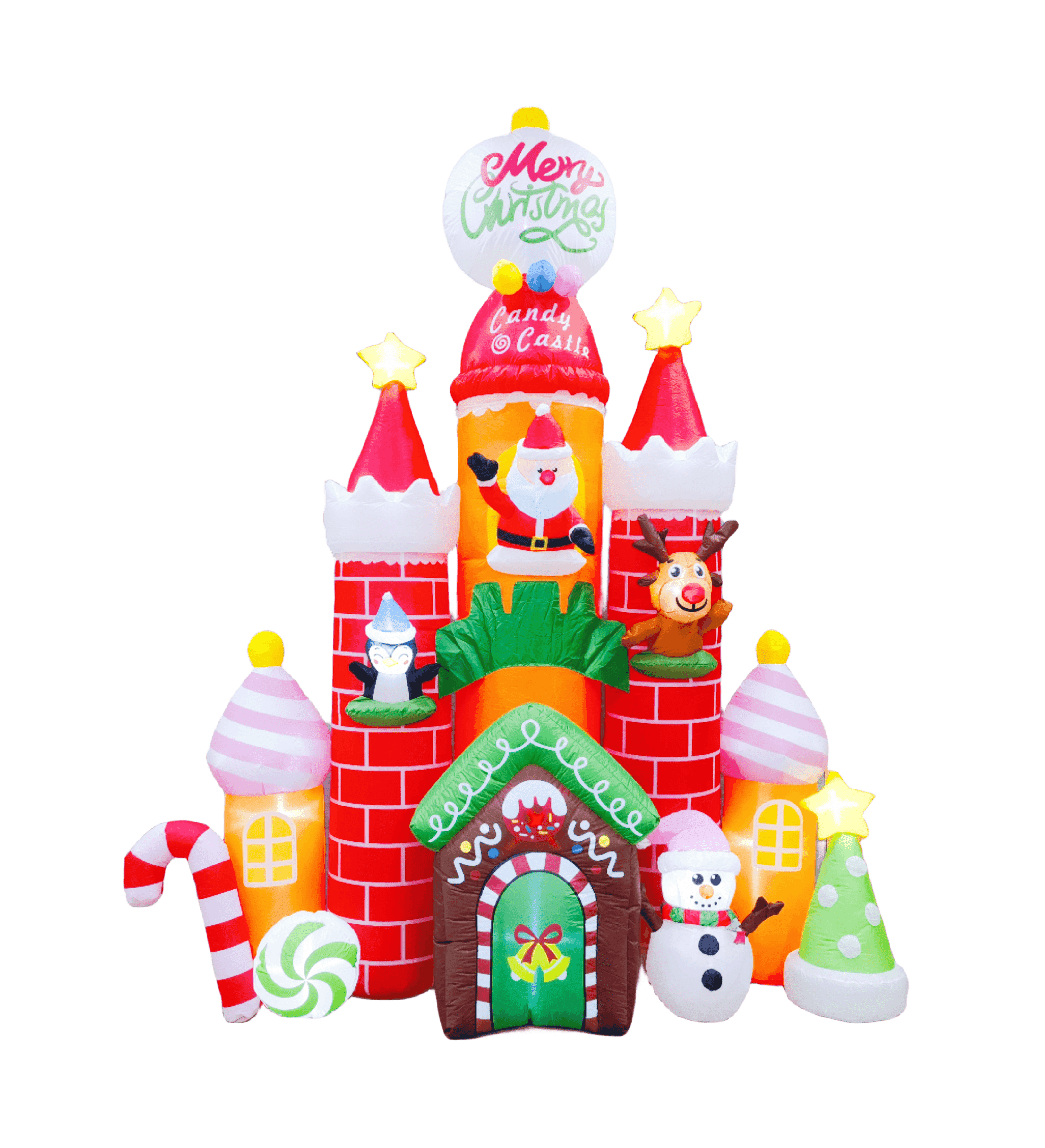 10ft Inflatable Candy Castle with Santa Reindeer Snowman Christmas Tree ...