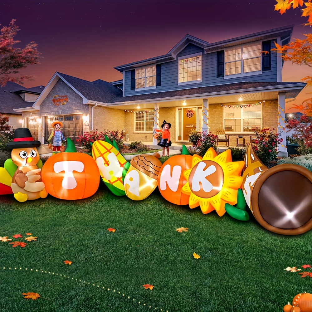 10ft LED Thanksgiving Inflatable Turkey with Pumpkin & Corn - Outdoor ...