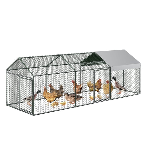 Shininglove 10ft Metal Chicken Coop with Waterproof Cover - Large 120in ...