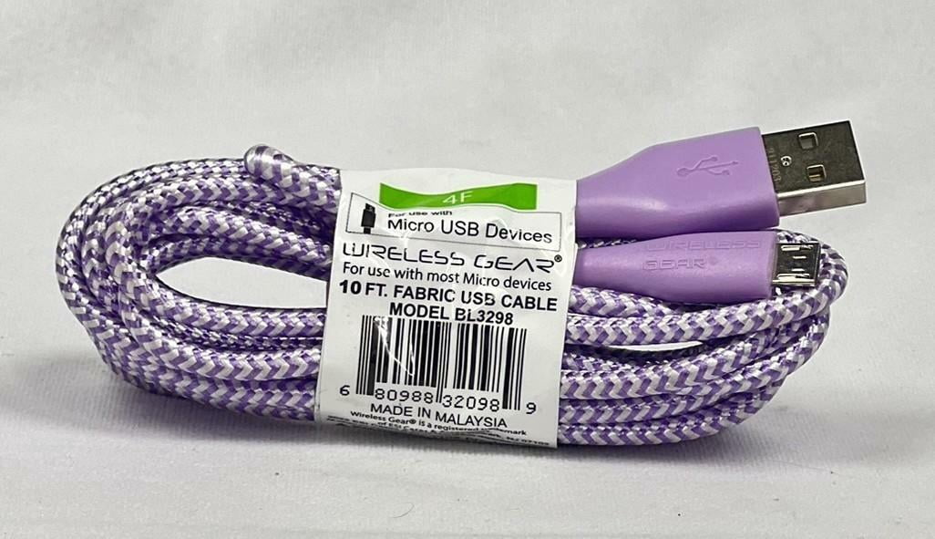 10ft Micro USB Cable – Charge & Sync – Chevron Pattern - Purple ...