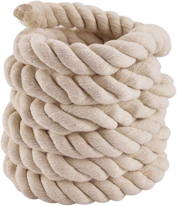 10ft Natural Twisted Cotton Rope Strong Triple-Strand Rope for Sports ...