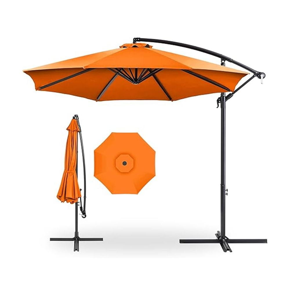 10ft Offset Hanging Market Patio Umbrella with Easy Tilt Adjustment, 8 ...