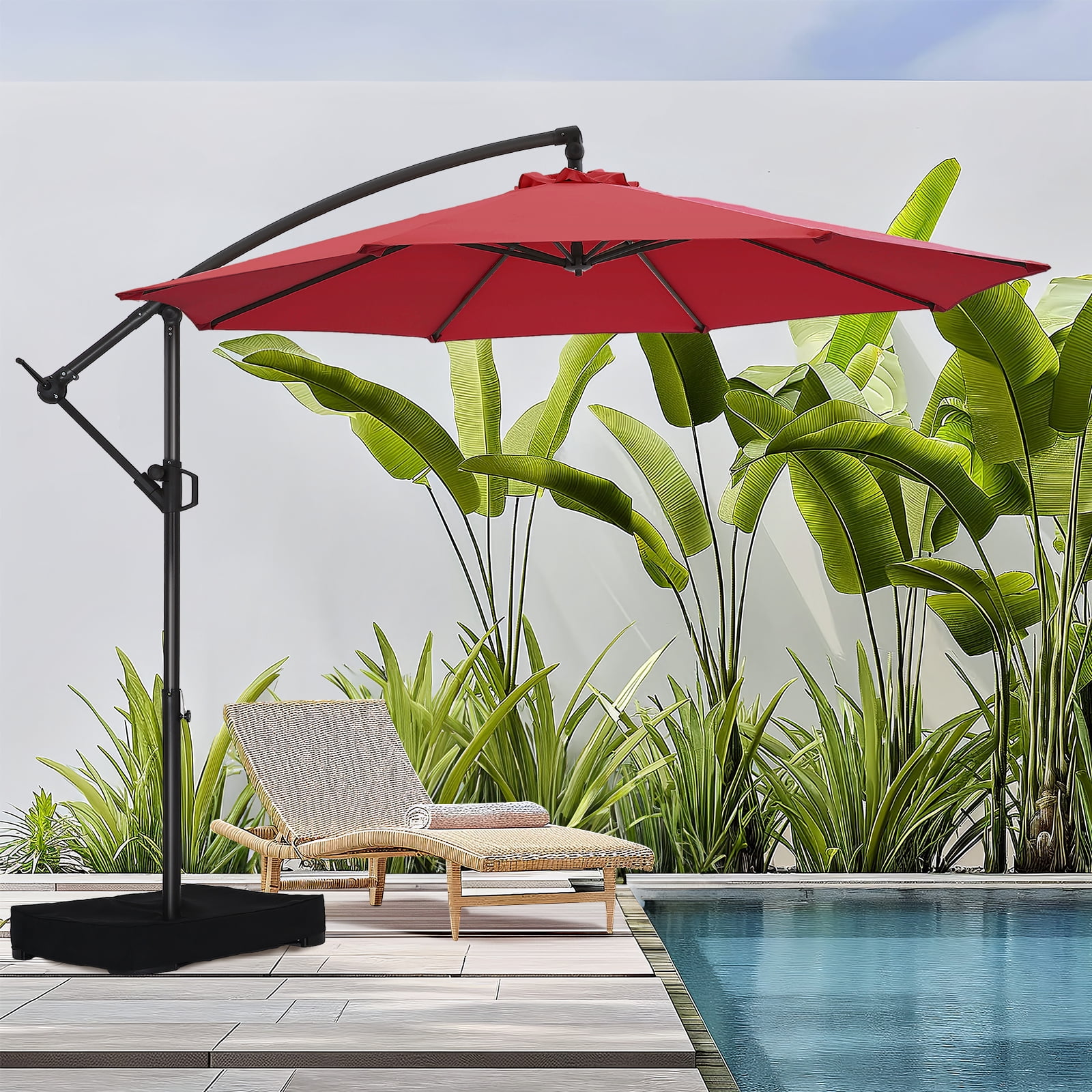 10ft Offset Hanging Market Patio Umbrella with Easy Tilt Adjustment ...