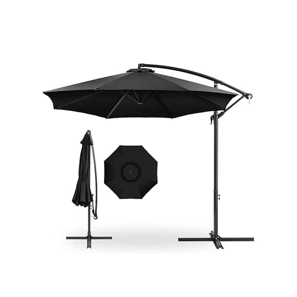 10ft Offset Hanging Market Patio Umbrella with Easy Tilt Adjustment and ...