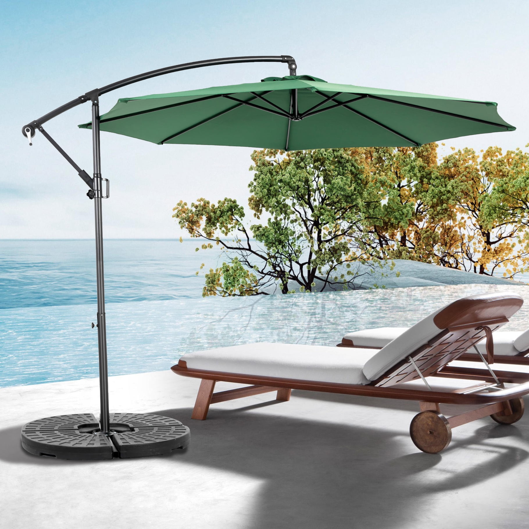 10ft Offset Hanging Patio Umbrella with Easy Tilt Adjustment, Polyester ...
