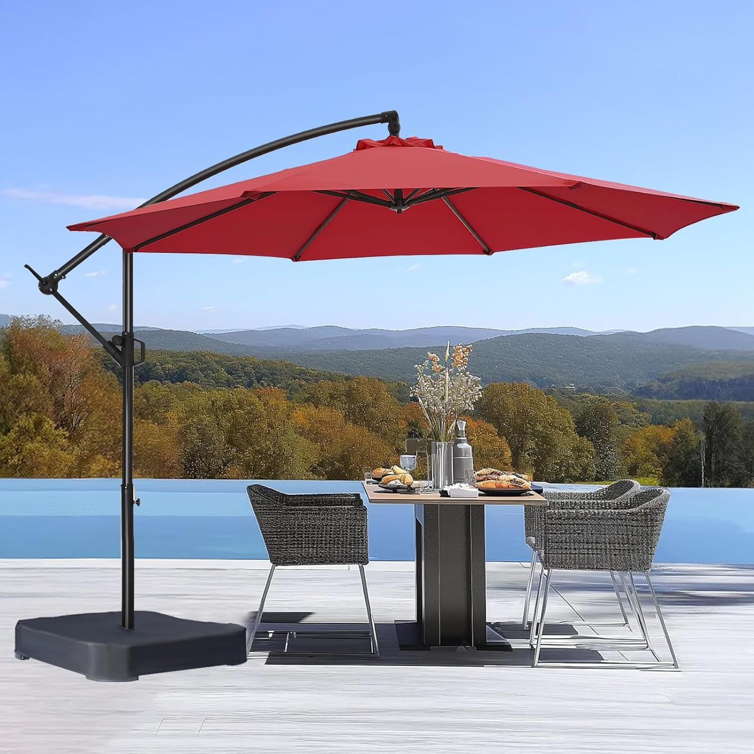 10ft Offset Patio Umbrella with Base Included, Cantilever Offset ...